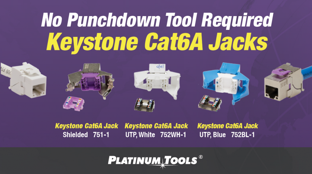 Keystone Cat6A Jack, Tool-less